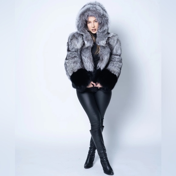 Jackets & Coats | Hooded Silver Fox Fur Coat | Poshmark